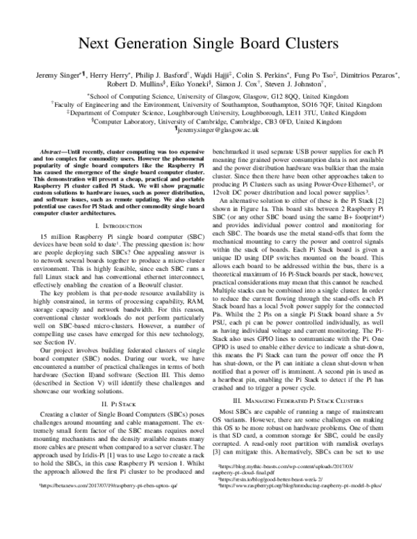 (PDF) Next generation single board clusters