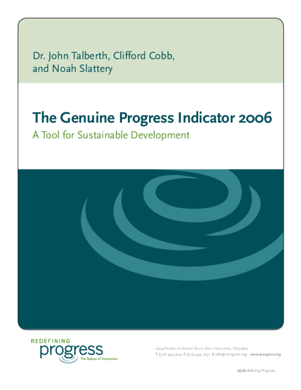 (PDF) The Genuine Progress Indicator 2006