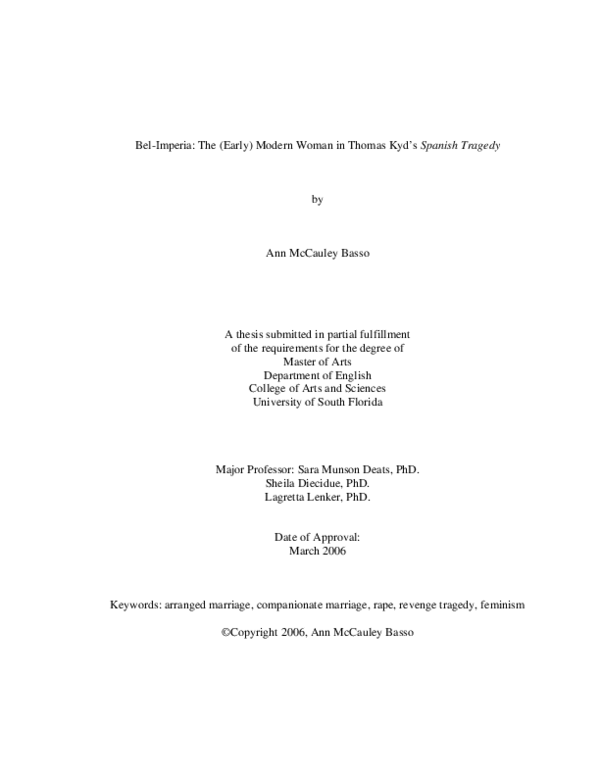 (PDF) Bel-Imperia: The (Early) Modern Woman in Thomas Kyd’s Spanish ...
