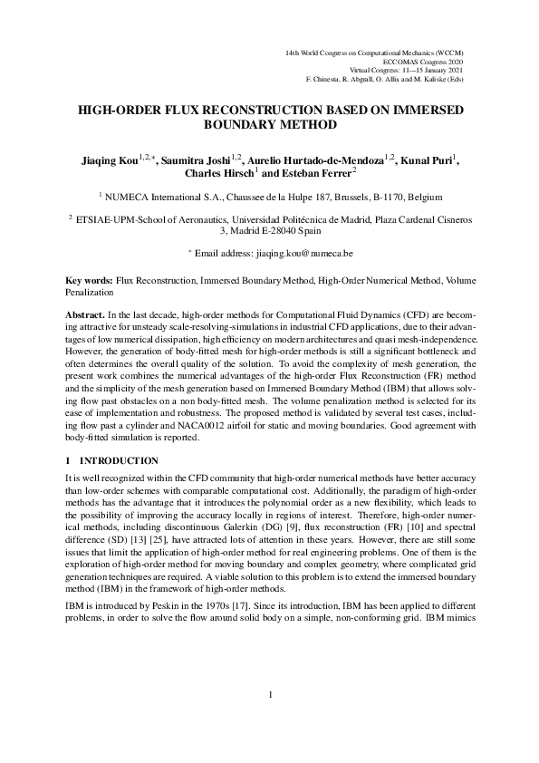 Pdf High Order Flux Reconstruction Based On Immersed Boundary Method