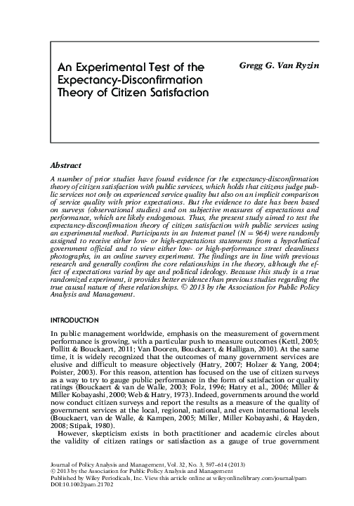 (PDF) An Experimental Test of the Expectancy-Disconfirmation Theory of ...