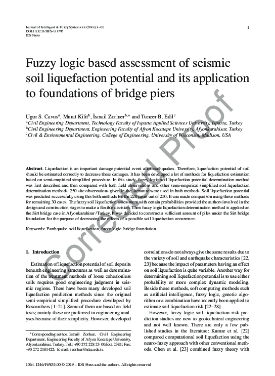 (PDF) Fuzzy logic based assessment of seismic soil liquefaction potential and its application to ...