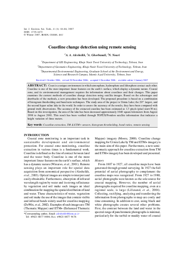 (PDF) Coastline change detection using remote sensing