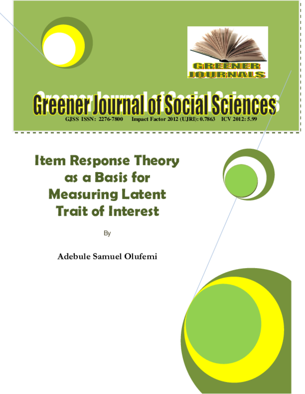Pdf Measuring Latent Traits Insights From Item Response Theory