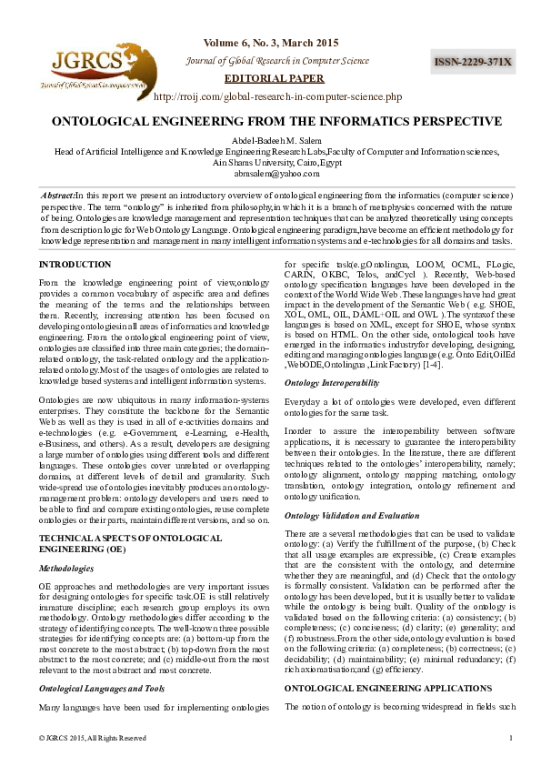 (PDF) Ontological Engineering in Medical Informatics