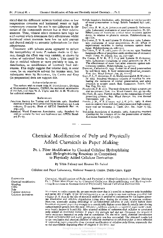(PDF) Chemical Modification of Pulp and Physically Added Chemicals in ...