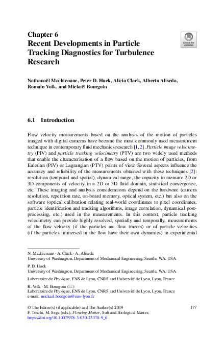 (PDF) Recent Developments in Particle Tracking Diagnostics for Turbulence Research