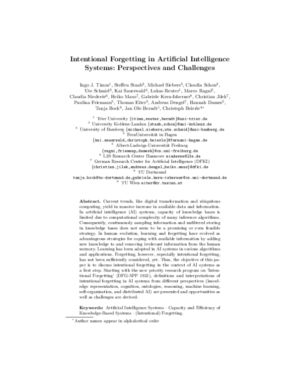 (PDF) Intentional Forgetting in Artificial Intelligence Systems ...