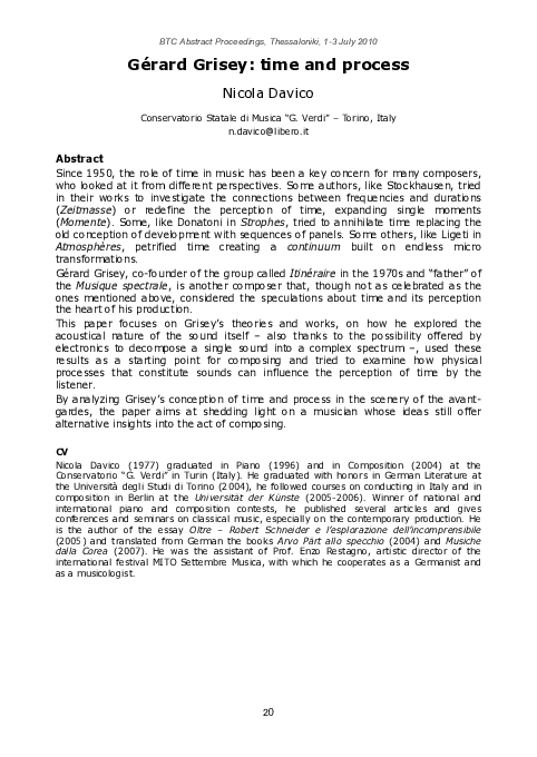 (PDF) Gérard Grisey: time and process