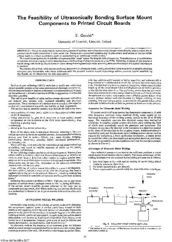 (PDF) The Feasibility of Ultrasonically Bonding Surface Mount ...