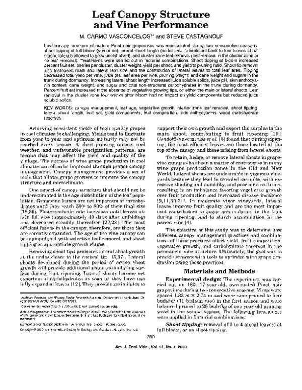 (PDF) Leaf canopy structure and vine performance