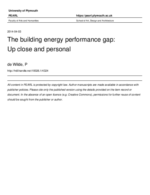 (PDF) The building energy performance gap: Up close and personal