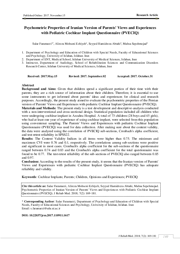 (PDF) Psychometric properties of the Persian version of the functioning ...