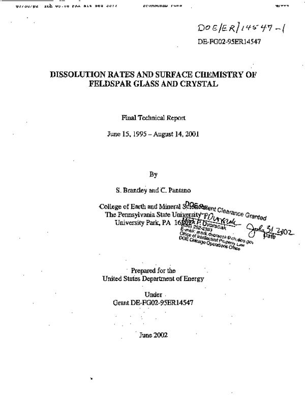 (PDF) Dissolution rates and surface chemistry of feldspar glass and ...