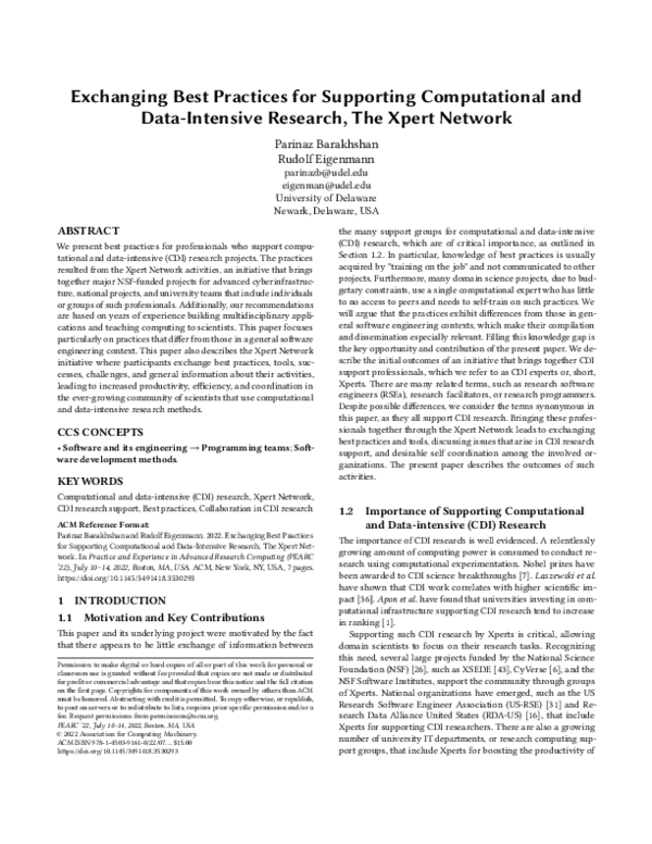 (PDF) Exchanging Best Practices for Supporting Computational and Data-Intensive Research, The ...