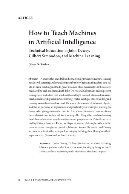 (PDF) How to Teach Machines in Artificial Intelligence. Technical ...