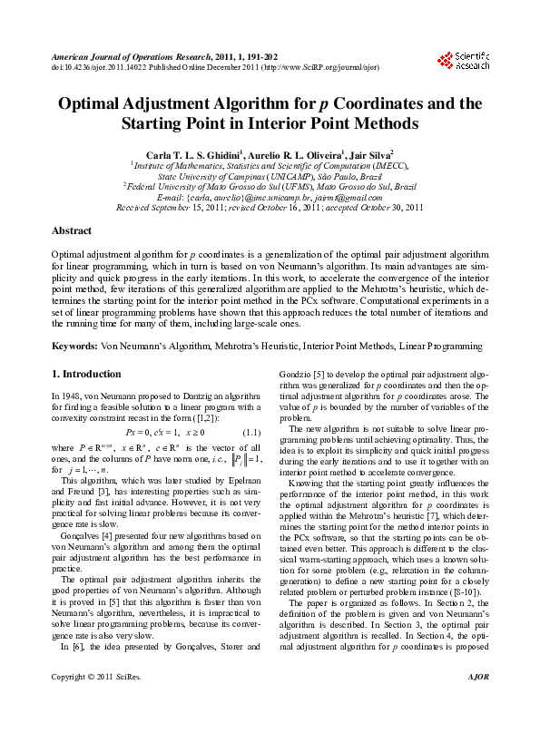 (PDF) Optimal Adjustment Algorithm for p Coordinates and The Starting ...