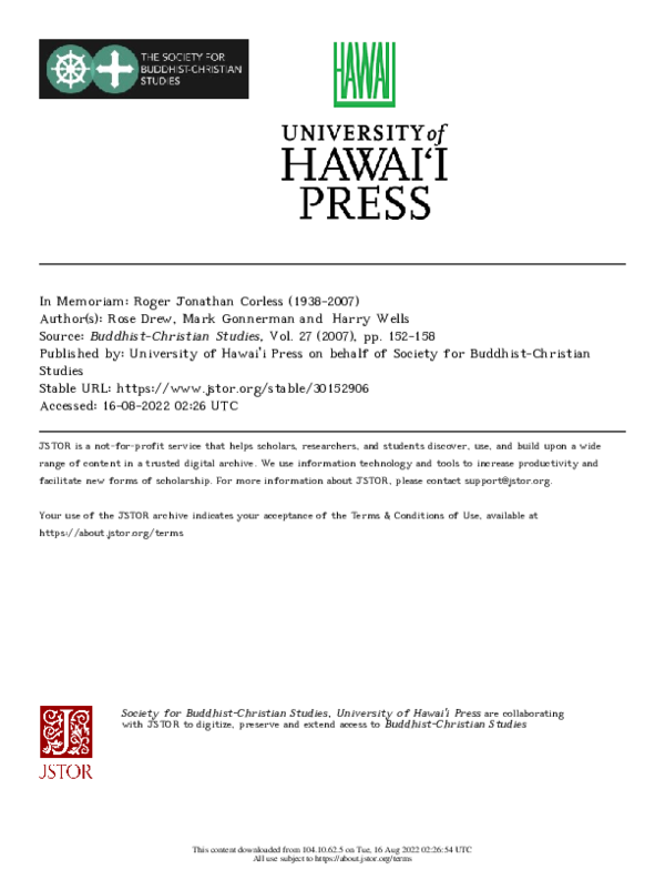 (PDF) "Remembering Roger Corless"