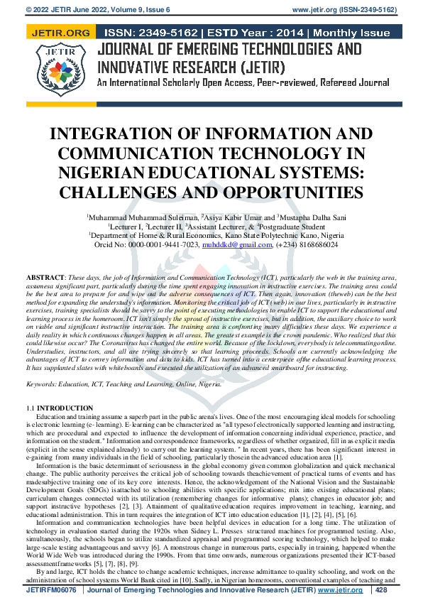 (PDF) INTEGRATION OF INFORMATION AND COMMUNICATION TECHNOLOGY IN ...
