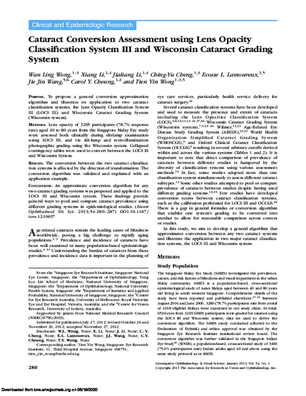 Pdf Cataract Conversion Assessment Using Lens Opacity Classification
