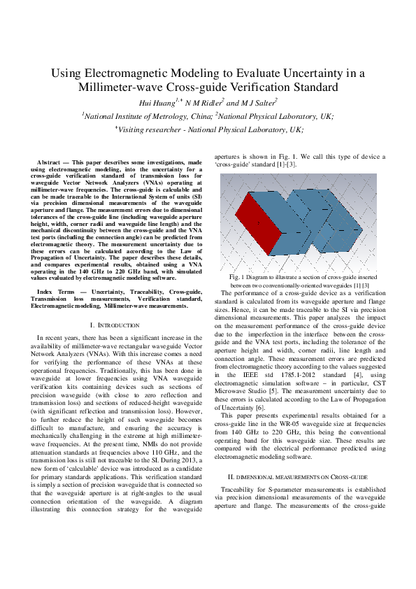 (PDF) Using electromagnetic modeling to evaluate uncertainty in a millimeter-wave cross-guide ...