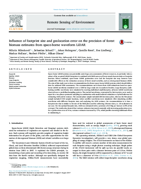 Pdf Impact Of Footprint Size On Agb Estimation