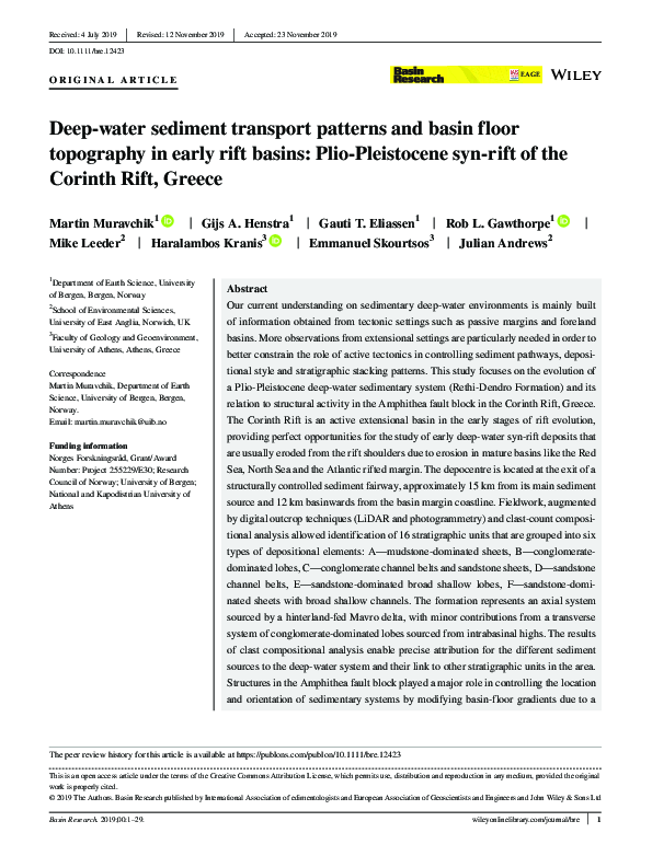 (PDF) Deep‐water sediment transport patterns and basin floor topography ...