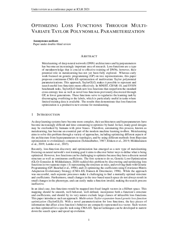 (PDF) Optimizing loss functions through multi-variate taylor polynomial parameterization