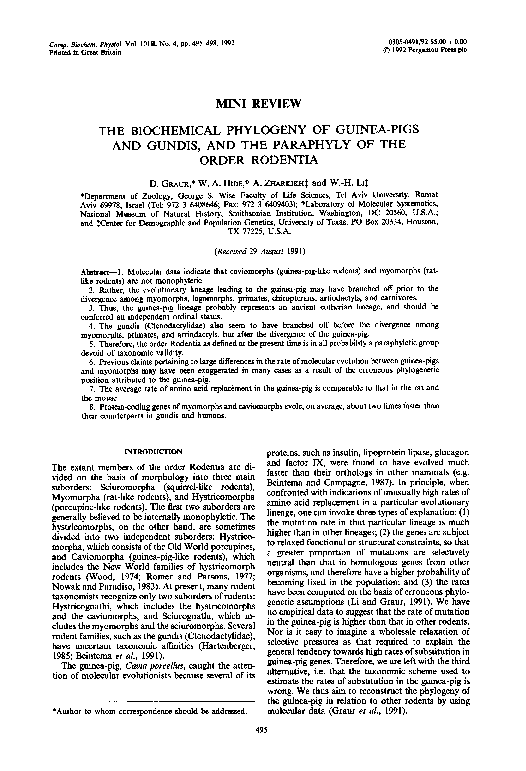(PDF) The biochemical phylogeny of guinea-pigs and gundis, and the ...