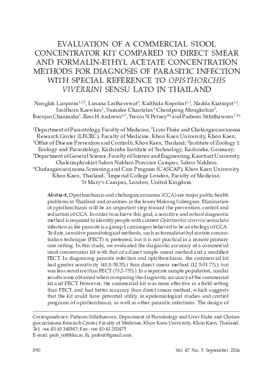 (PDF) Evaluation of a Commercial Stool Concentrator Kit Compared to ...