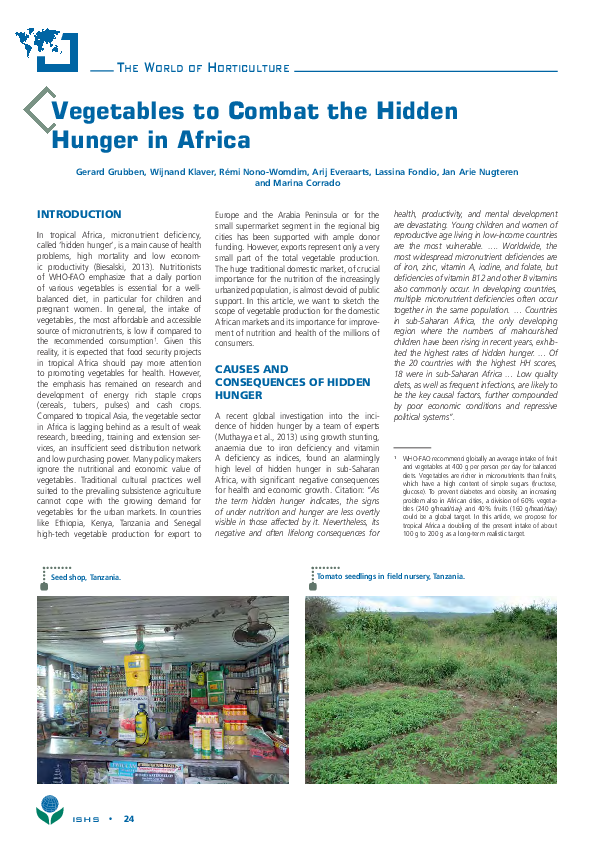 (PDF) Vegetables to Combat the Hidden Hunger in Africa