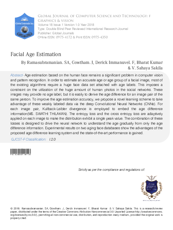 (PDF) Facial Age Estimation