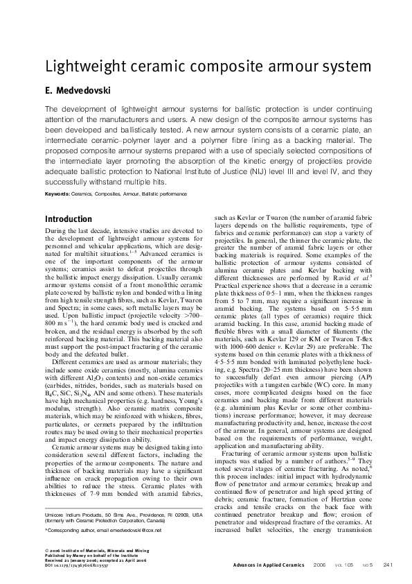 (PDF) Lightweight ceramic composite armour system