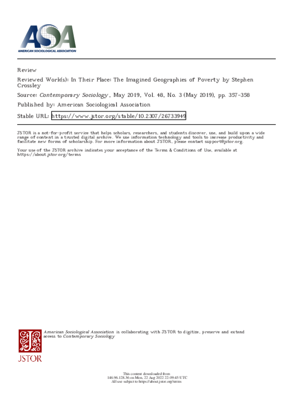 (PDF) Review of In Their Place: The Imagined Geographies of Poverty by ...