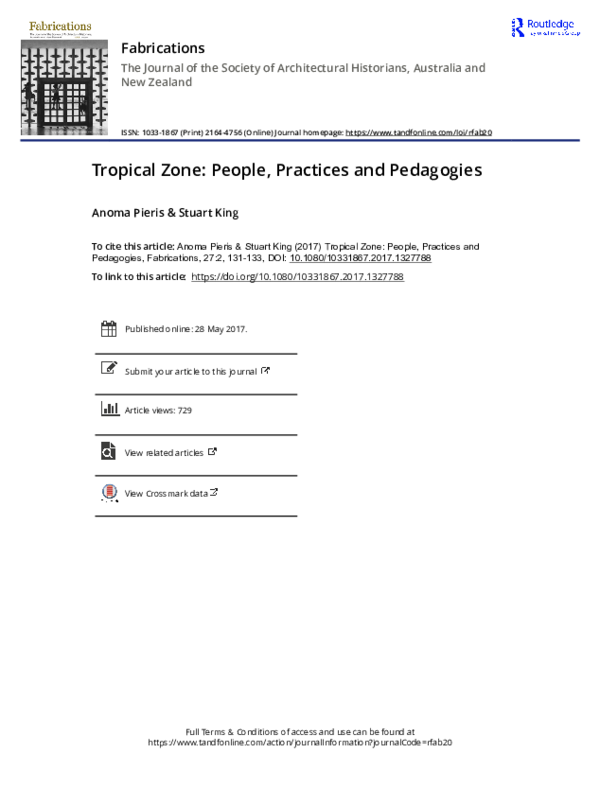 (PDF) Tropical Zone: People, Practices and Pedagogies