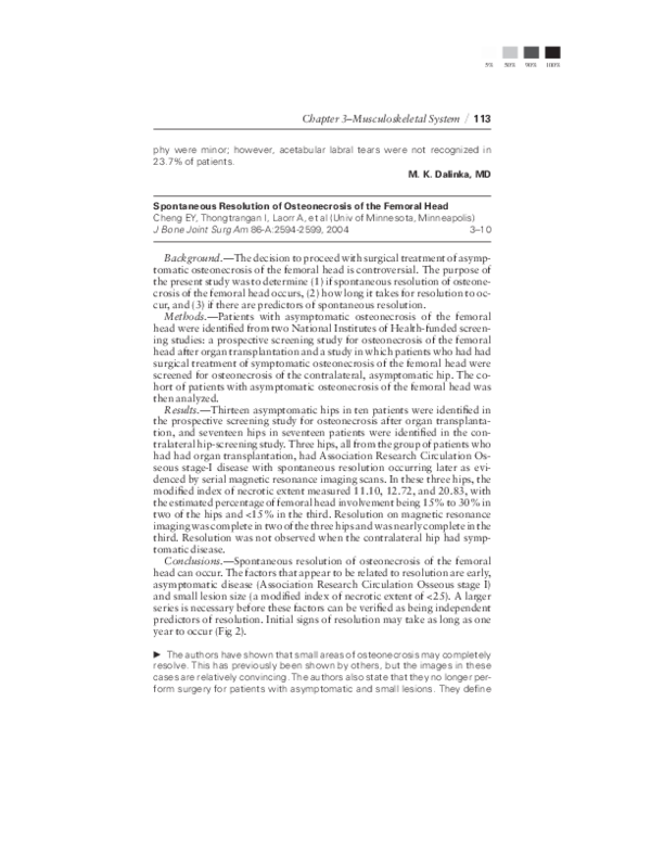 (PDF) Spontaneous Resolution of Osteonecrosis of the Femoral Head