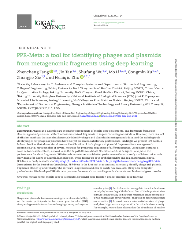 (PDF) PPR-Meta: a tool for identifying phages and plasmids from ...