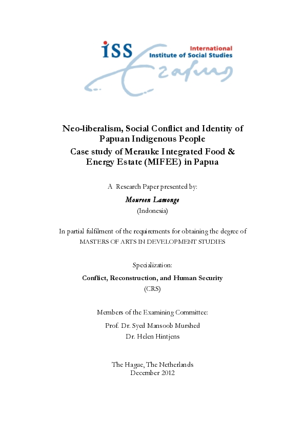 (PDF) Neo-liberalism, Social Conflict and Identity of Papuan Indigenous ...