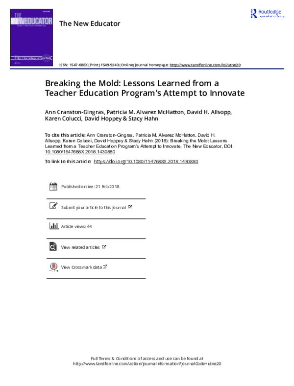 (PDF) Breaking the Mold: Lessons Learned from a Teacher Education ...