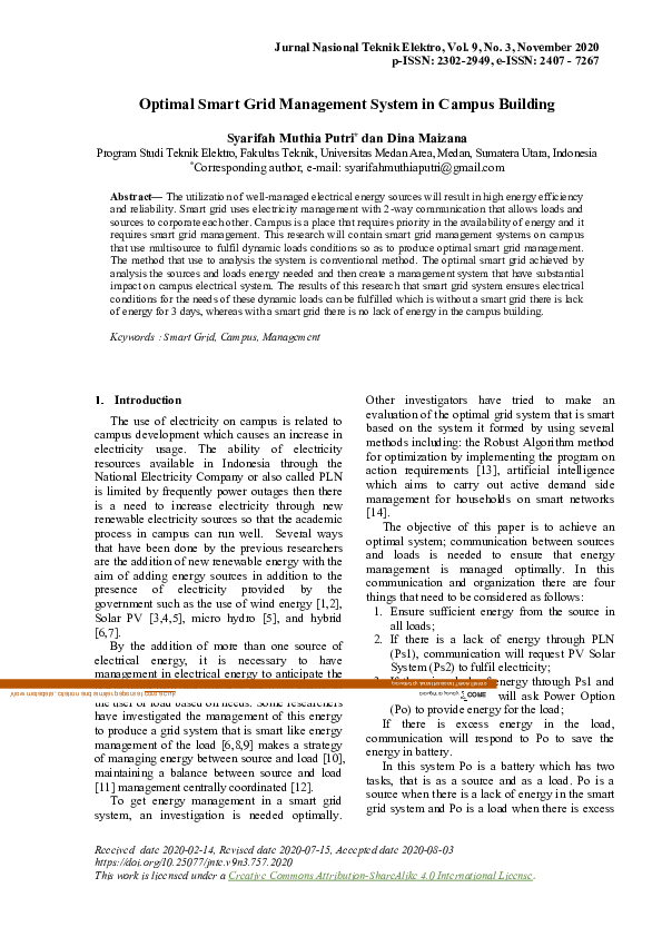 Pdf Optimal Smart Grid Management System In Campus Building