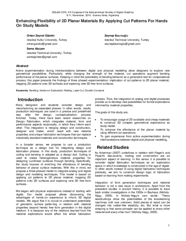 (PDF) Enhancing Flexibility of 2D Planar Materials By Applying Cut Patterns For Hands On Study ...