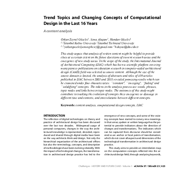 (PDF) Trend Topics and Changing Concepts of Computational Design in the ...