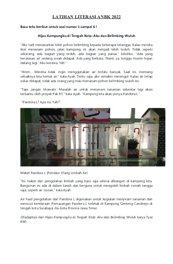 (DOC) Latihan Soal Literasi ANBK 2022