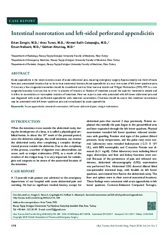 (PDF) Intestinal Nonrotation And Left-Sided Perforated Appendicitis