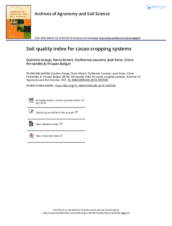 (PDF) Soil quality index for cacao cropping systems