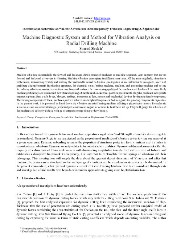 (PDF) Machine diagnostic system and method for vibration analysis