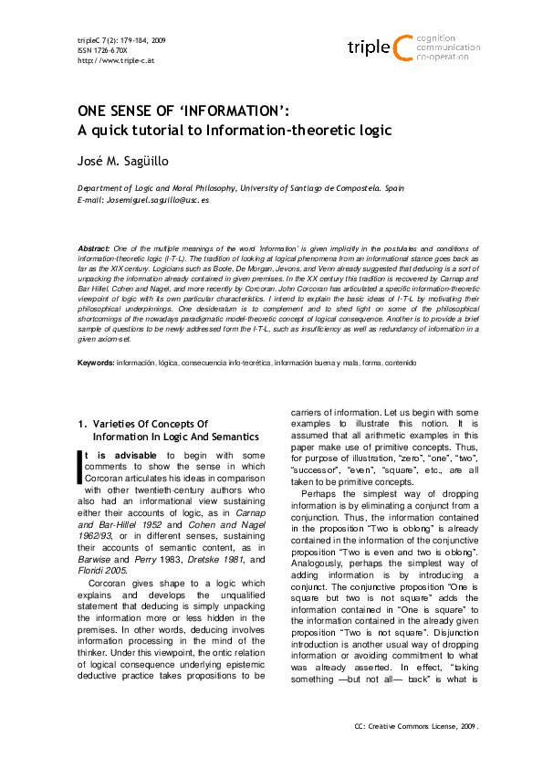 (PDF) One sense of 'information': A quick tutorial to Information ...