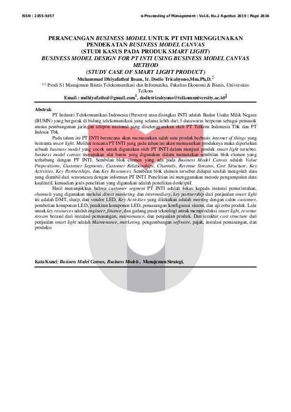 (PDF) PERANCANGAN BUSINESS MODEL UNTUK PT. INTI MENGGUNAKAN PENDEKATAN ...
