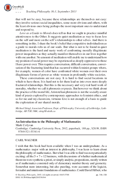 (PDF) Introduction to the Philosophy of Mathematics