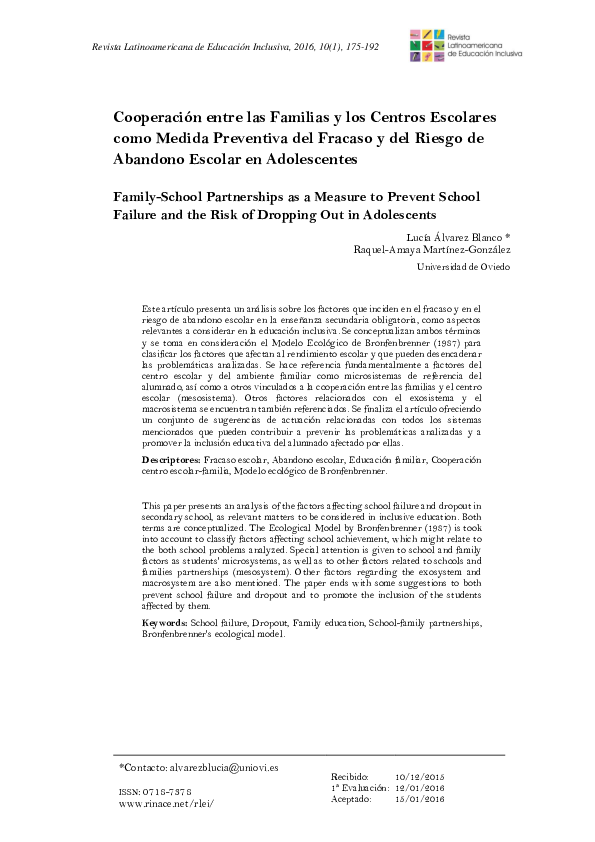 (PDF) Cooperación entre las Familias y los Centros Escolares como Medida Preventiva del Fracaso ...